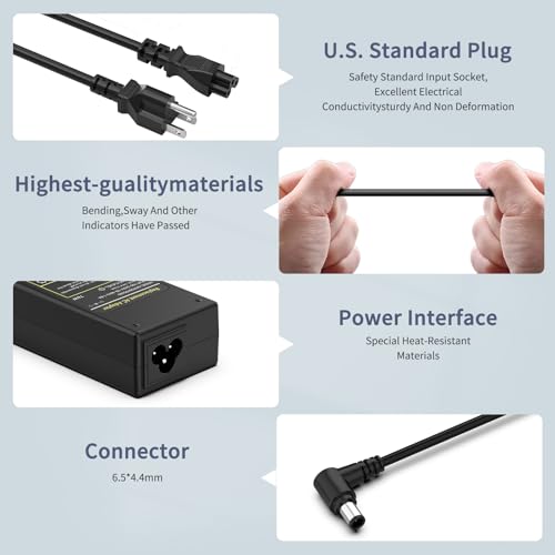 19V AC DC Adapter Charger for LG Electronics 19" 20" 22" 23" 24" 27" 32" Monitor 24LJ4540 24M47H-P 24MP55HQ; DA-48F19 DA-65G19 ADS-40FSG-19 DA-65F19 PS236V IPS236-PN E2750VR-SN Power Supply Cord