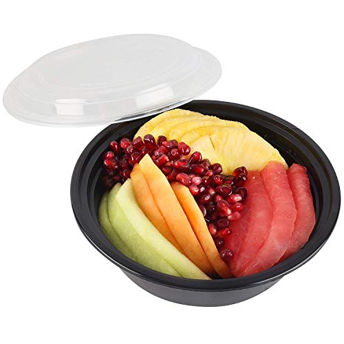 30-Pack meal prep Plastic Microwavable Food Containers for meal prepping bowls with Lids (24 oz.) Black Reusable Storage Lunch Boxes -BPA-Free Food Grade -Freezer & Dishwasher Safe.