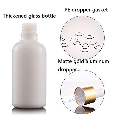 12PCS White Porcelain Essential Oil Dropper Bottle,Empty Refillable Squeezable Dropper Bottles Container Jars with Gold Aluminum Cap Eye Liquid Dropper with Glass Pipette (15ml)