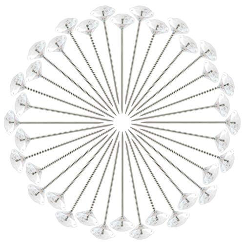 300 pcs Flower Pins Corsages Pins Head Pins Wedding Bouquet Pins Crystal Pins Floral Bouquet Pins Clear Tongcloud (Transparent, 2'')