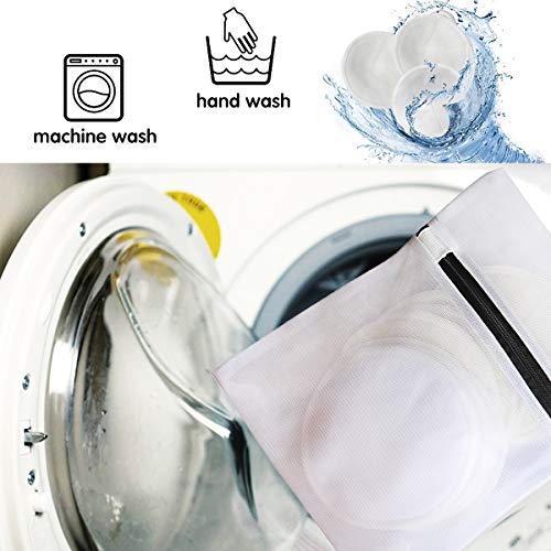 12pcs Bamboo Nursing Breast Pads with Laundry Bag - Contoured Leak-Proof Breastfeeding Nipple Pad for Maternity, Reusable Nipple Covers for Breast Feeding (Pastel Touch, 4.5 inch)