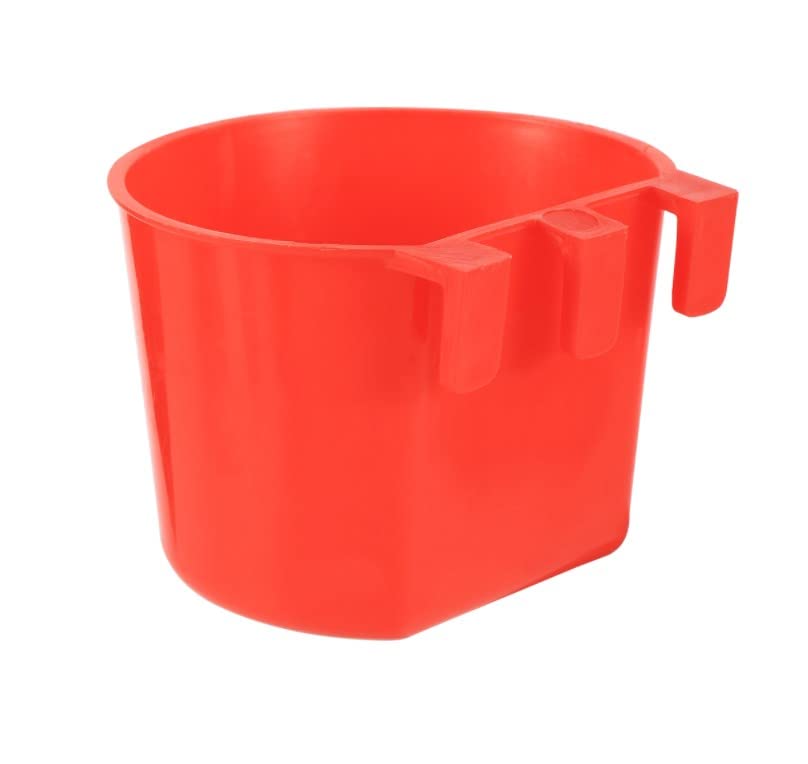 12pcs Bird Feeder Cage Cups Hanging Chicken Water Cups Pet Bowl with Hooks Rabbit Food Dish for Cages Plastic Feeding & Watering Supplies for Pigeon Poultry Roosters Gamefowl Parakeet (12PCS-Red)