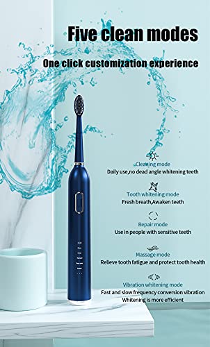 Dorlnk Electric Toothbrush 5 Modes 3 Brush Heads Convenient Rechargeable USB Fast Charge Toothbrushes ,1200mAh Battery Last for 60 Days Smart Electric Toothbrushes for Adults and Kids