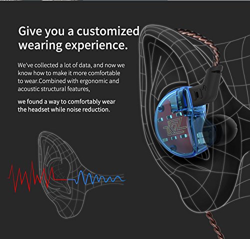 2018 Newest KZ ZS10 4BA with 1 Dynamic Hybrid 10 Driver in Ear Earphone HiFi DJ Monito Running Sport Earphone Earplug Headset (Without Mic, Blue)