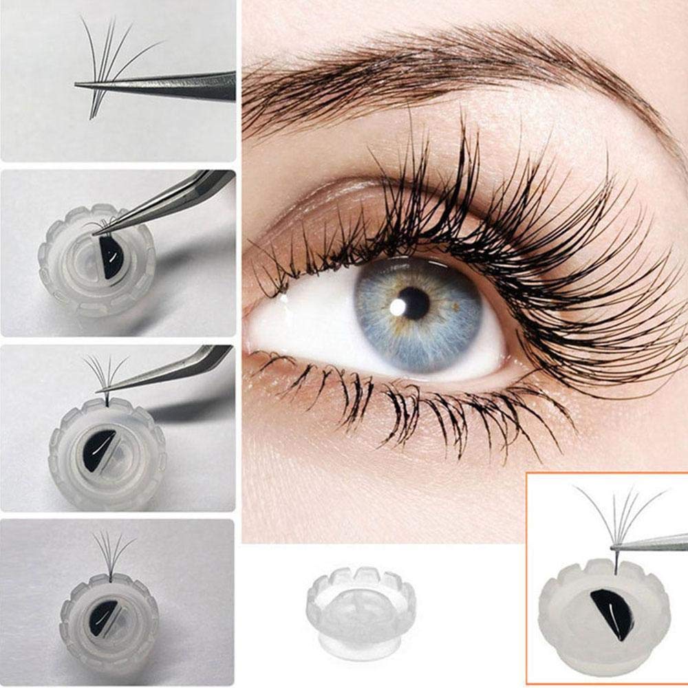 100 Pack Eyelashes Extension Volume Lashes Fan Blossom Cups, Quick Blossom Cup, Anti-Spill Glue Holder and Lash Organizer Supplies Tools