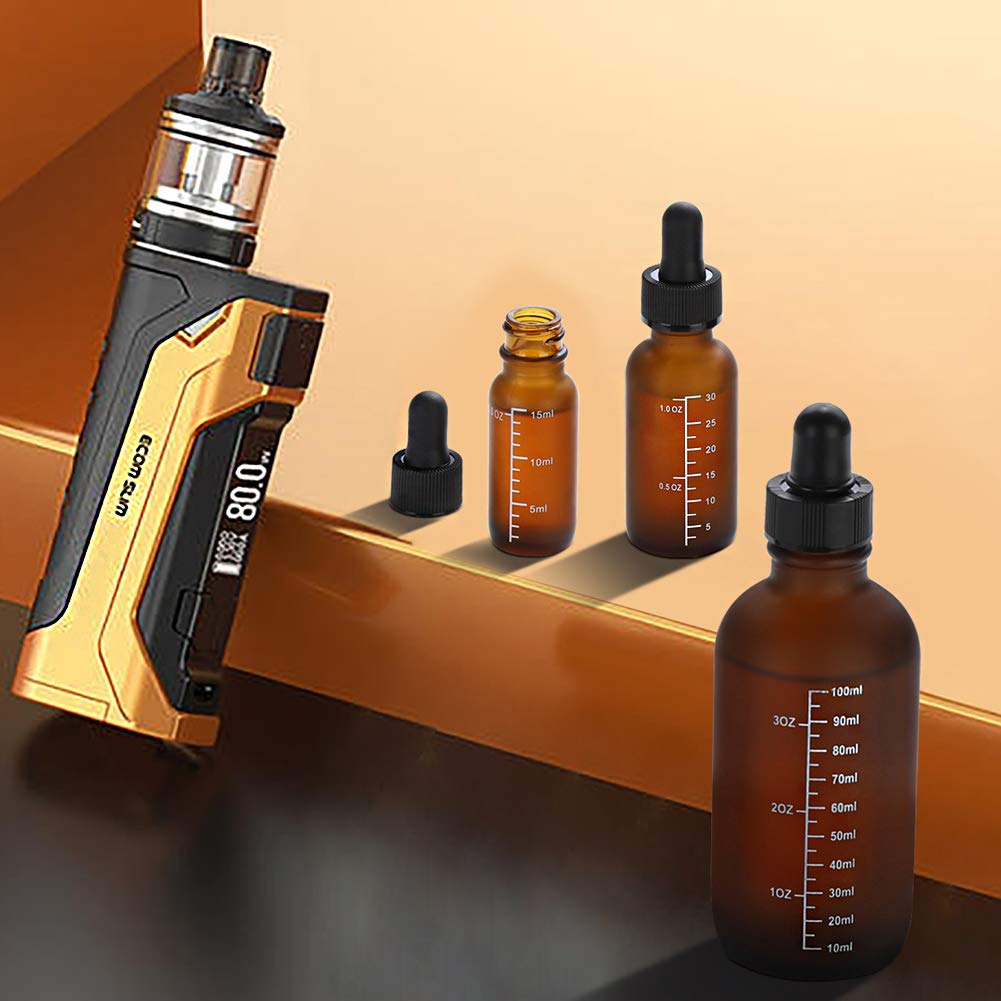 12pcs 30ml Glass dropper Dropper Perfume bottle with non-childproof caps measure scale and strong suction Nozzle bottle with funnel and tags (30ML 12PCS)