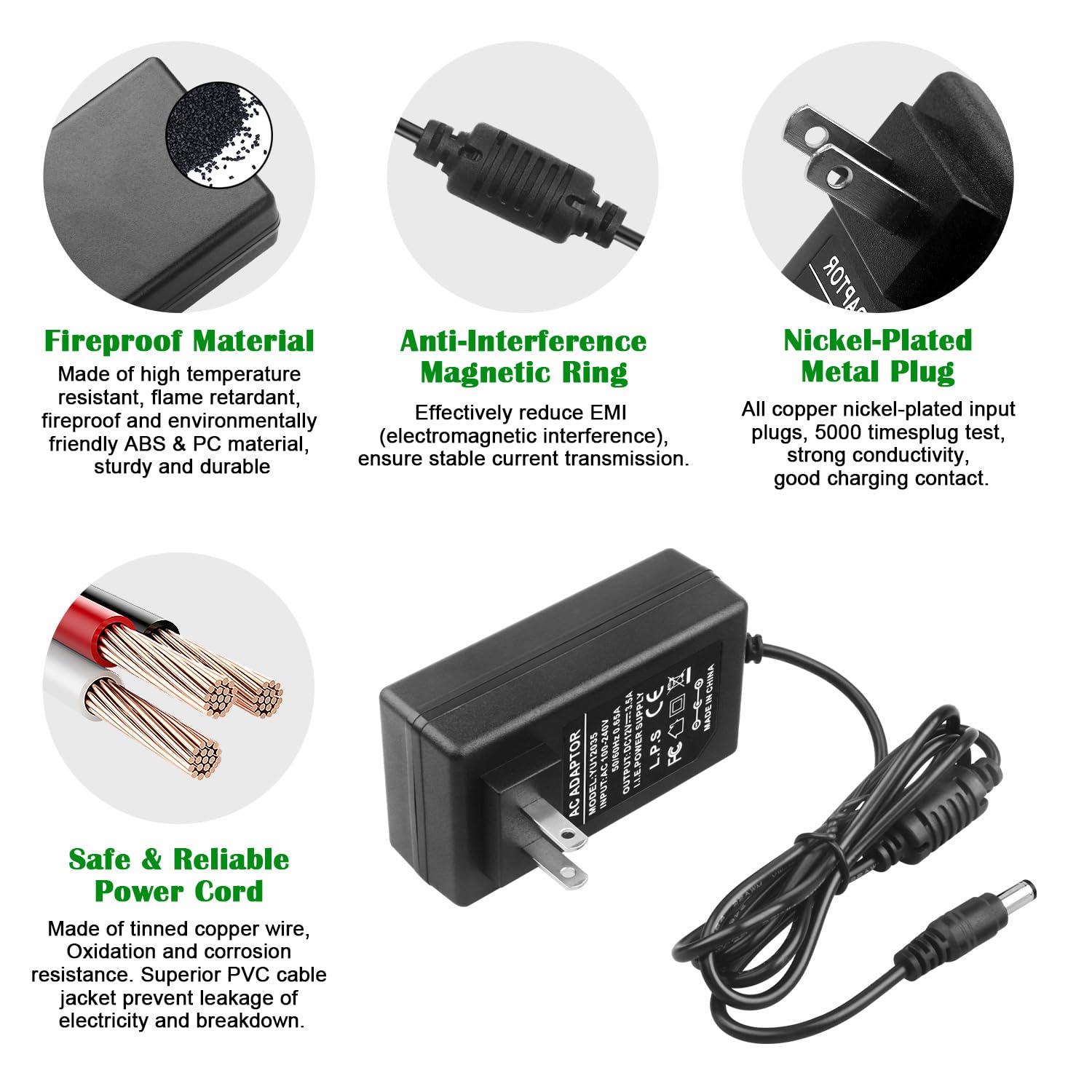 12V 3.5A Power Supply Adapter - LeTaoXing AC 100V-240V Converter DC 12V 2.5A 3A 3.5A(Max) Wall Charger 12V/3.5A for Netgear Nighthawk Router Devices R6700 R6900 R7500 C6900 C7000 (6.6FT Cord)