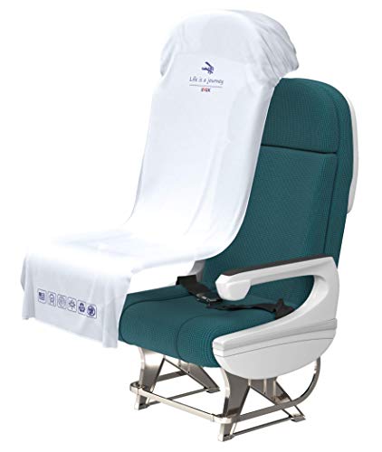 1pcs Protective Airplane Seat Covers for Travel Automotive Seat Cover Plane Protector Cars Taxi Train Public Transit Bus Disposable/Reusable Hygienic (White, 1-Pack)