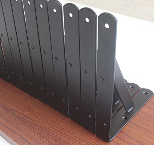 16 Pack L8" x H 6" Black Heavy Duty Shelf Brackets with Screws Metal Shelf Brackets Shelf Support Angle Brackets for Shelves L Brackets Heavy Duty Floating Shelf Brackets