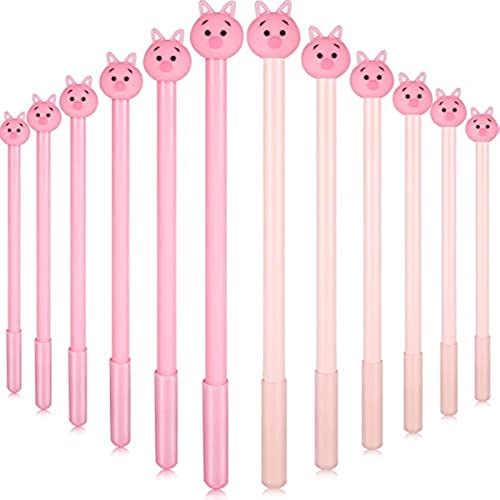 24 Pieces Cute Pig Writing Pen Pig Gel Ink Pen Pink Pig Roller Ball Gel Ink Pen with 0.5 mm Fine Point Black Ink Pen for Kids School Office Home Writing Present Supplies