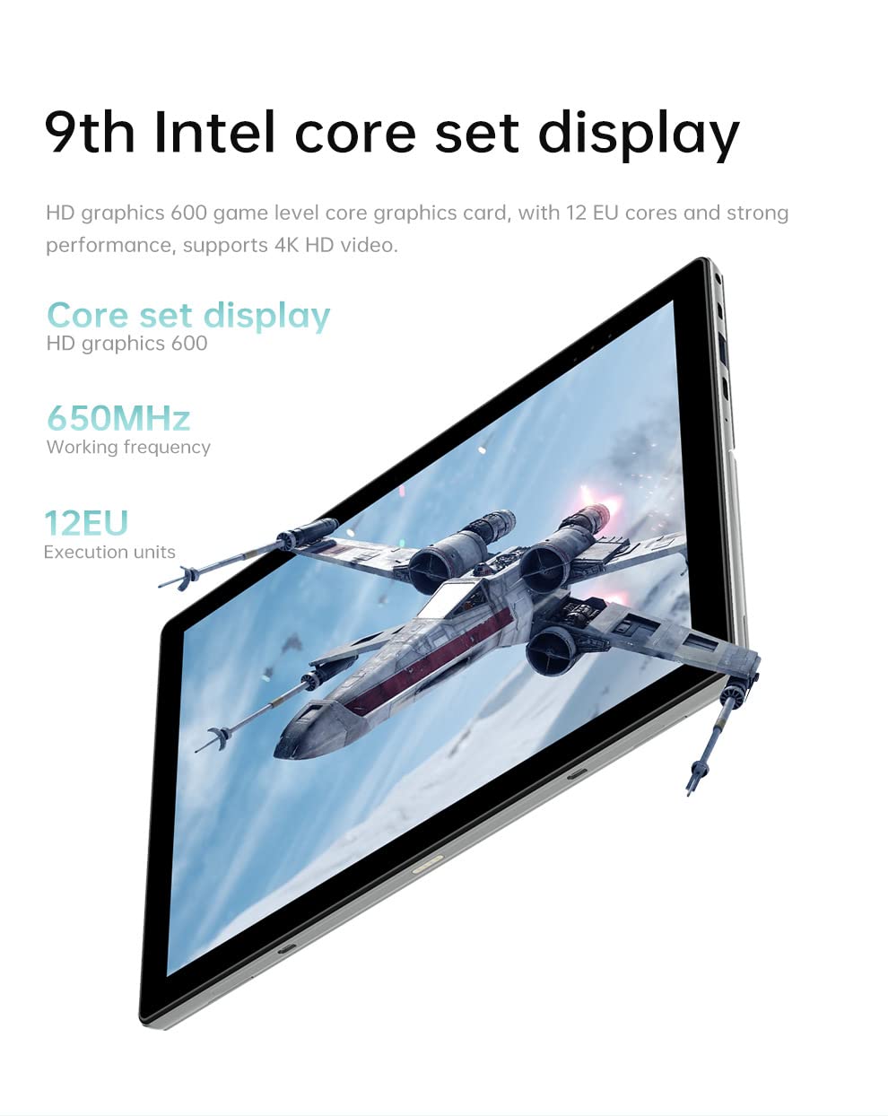 ALLDOCUBE iWORK20 2-in-1 Laptop, Tablet PC with Keyboard (and Stylus Pen), 10.1" Windows Tablet, Intel N4020 CPU, 4GB RAM/128GB ROM, Windows 10, Type-C, Support HDMI, Convertible Laptop