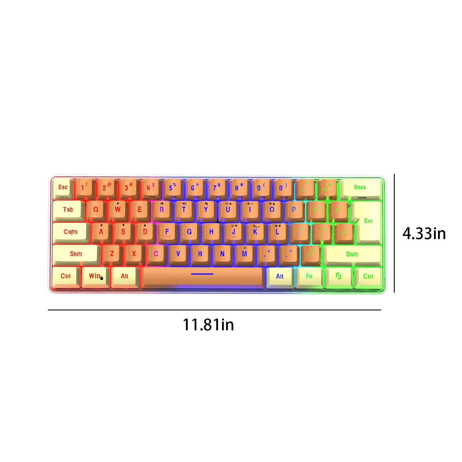 #j78n35 Mechanical Keyboard Wired Compact Pc Keyboard Mechanical Gaming Keyboard 61 Keys for Computer/Laptop