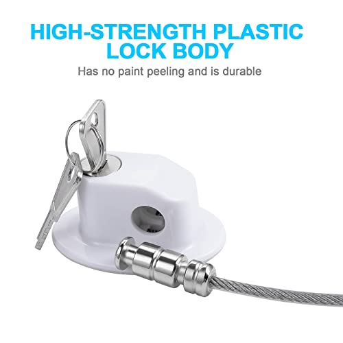 2 Pcs Fridge Lock, Refrigerator Lock for Children, Mini Fridge Locks for Kids, Freezer Lock, Used in Refrigerator Door, Cabinets, Drawers, Toilet Seat (White, 2.1inch x 1.5inch)