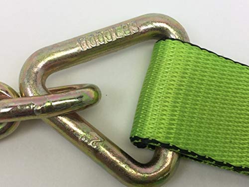 8 Point Kit 18' Heavy Duty TECNIC Strap Kit for Rollback/Flatbed Tie Downs with 12" Chain Tail
