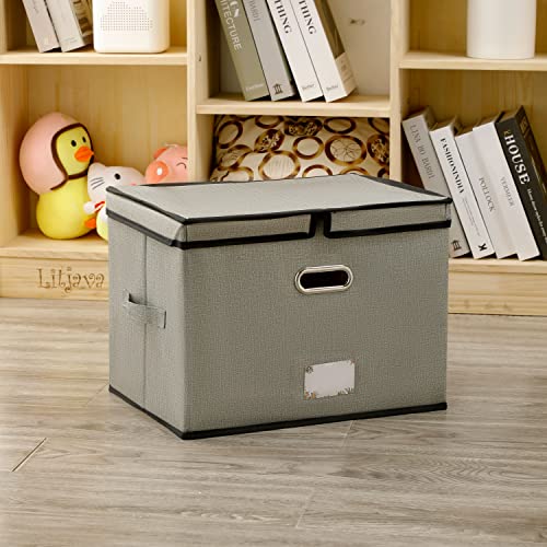 2 Pack Foldable Large Storage Bins with Lids , Stackable Storage Bins with Lids, Fabric Storage Bins Boxes Organizer Containers with PP Board, Collapsible Closet Bins with Label Window for Organizing Closet Shelves Nursery Room-Cyan.