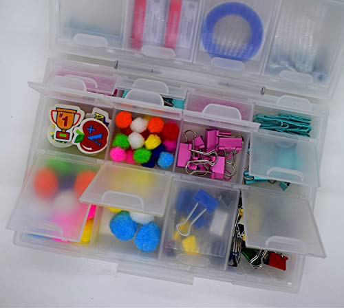 Aidetek Half Transparent BOX-ALL-24 Small Parts Beads Stationery Jewelry Box Organizer for Sorted Parts 3 Sizes 24 compartments with lid