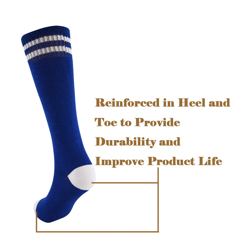 4 Pairs SocksDiary Knee High Socks for Kids, Cotton Soccer Socks for Boys, Girls, Toddlers