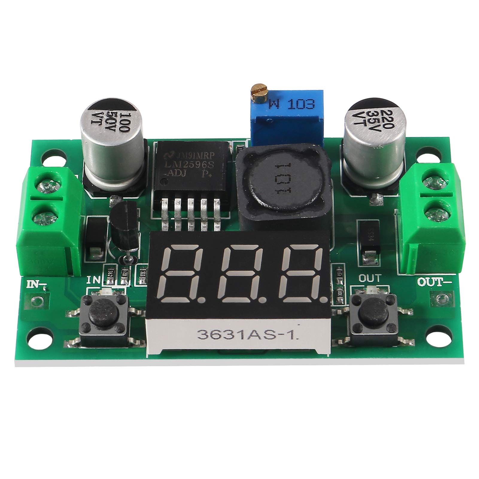 4pcs LM2596 Adjustable DC-DC Step Down Buck Power Convert Module 4.0-40V Input to 1.25-37V Output with LED Voltmeter Display