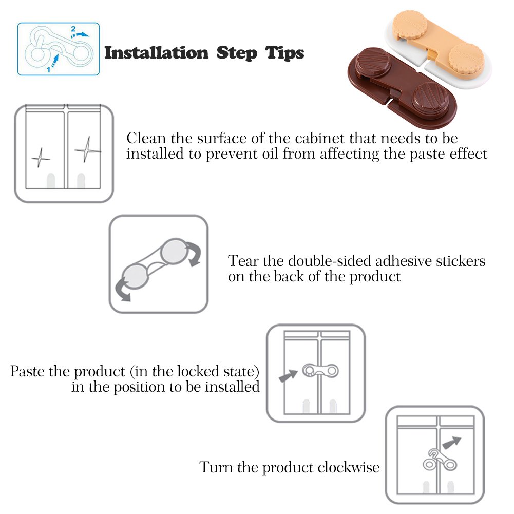 1pcs Child Safety Locks Creative Adhesive Kids Safety Cabinet Fridge Drawer Cupboard Door Lock Latch for Drawer and Cabinet Door No Drilling or Tools(Beige)