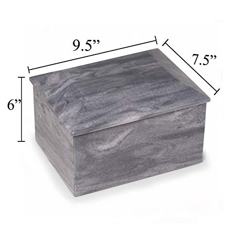 Deering Moments Carerra Grey Marble Custom Engraved Cremation Memorial Urn for Human Ashes Adult Size - Large