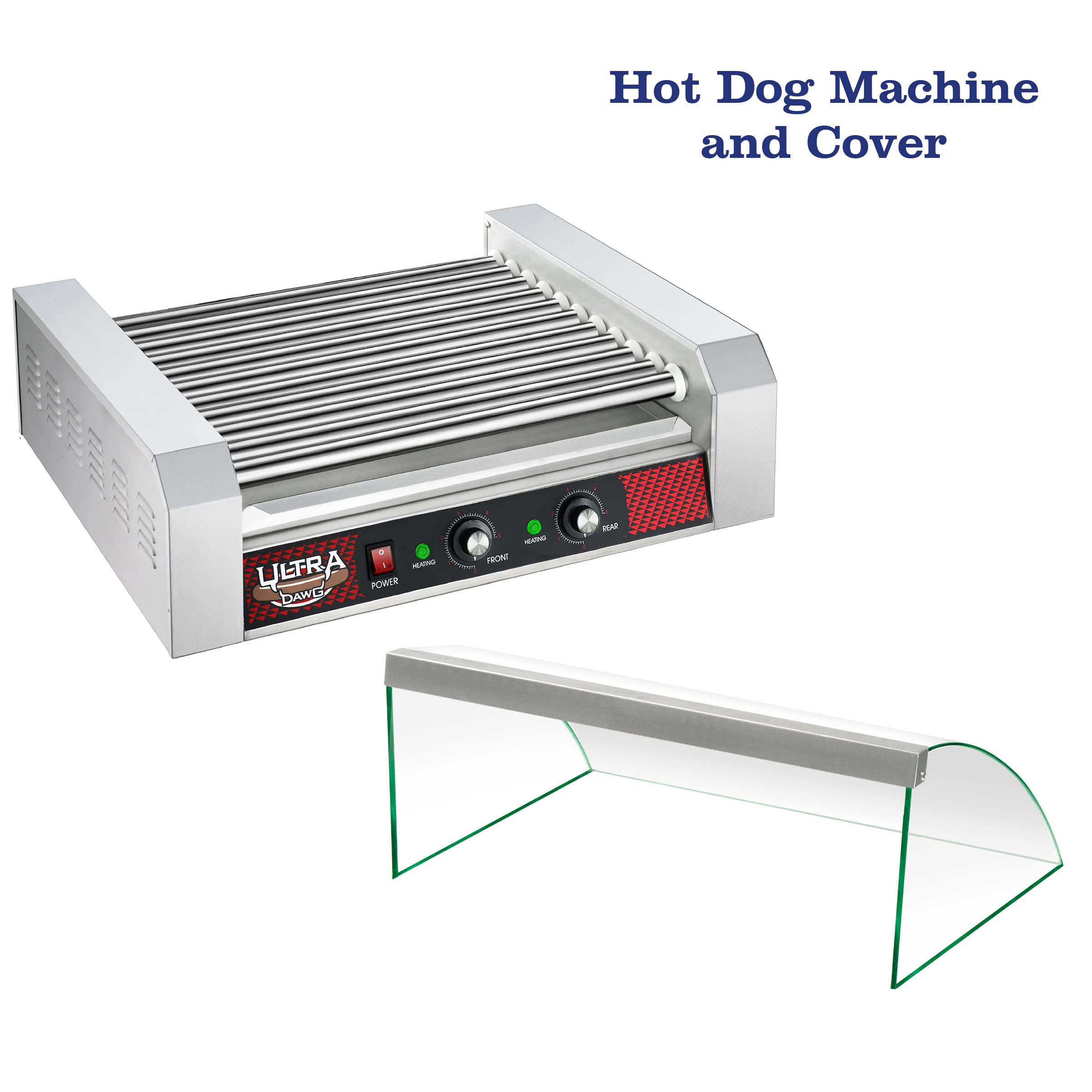 11 Roller Hot Dog Machine with Tempered Glass Cover β Countertop Hot Dog Roller Makes Up to 30 Hotdogs, Brats, or Sausages by Great Northern Popcorn