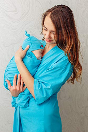 Life of Joy Matching Mommy Labor Delivery Robe, Swaddle, Hat Complete Set (as1, alpha, s, m, regular, regular, Mint)