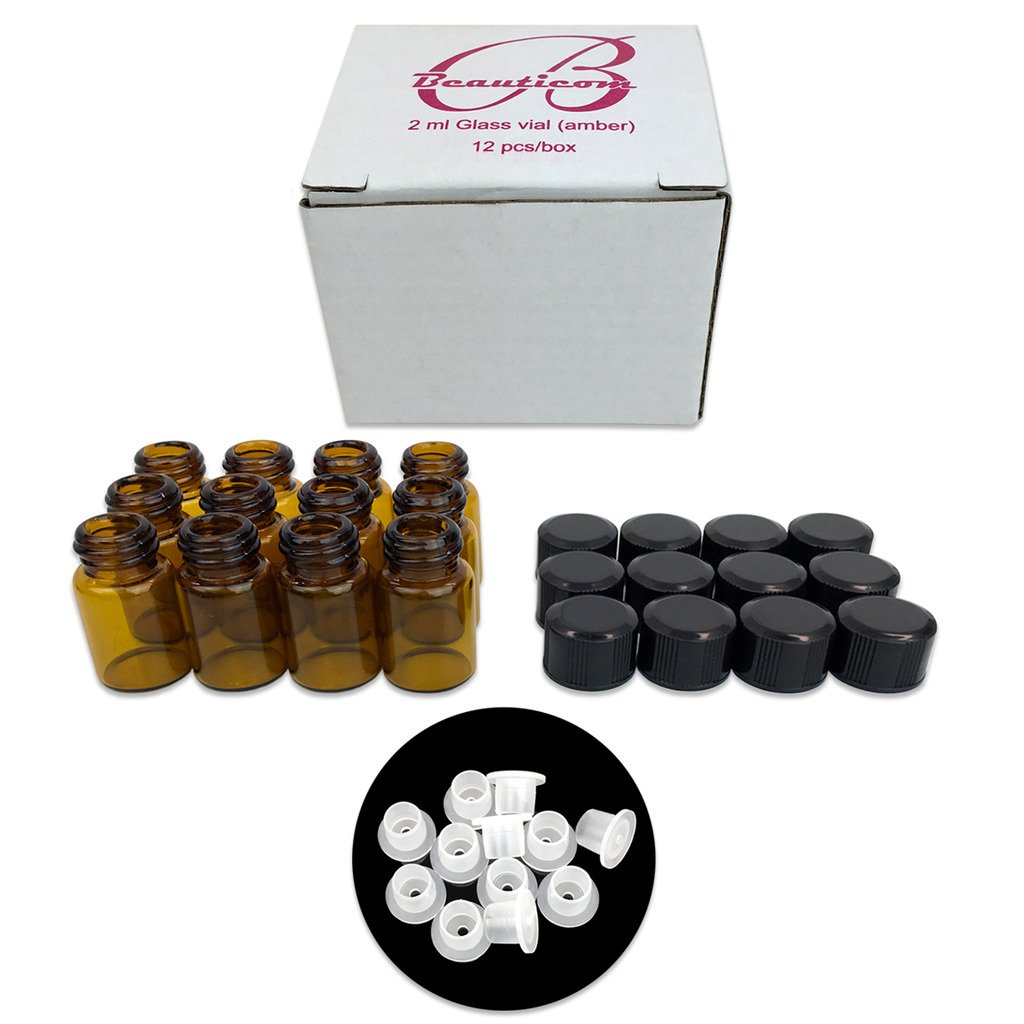 168 Packs Beauticom® 2ML Amber Glass Vial for Essential Oils, Aromatherapy, Fragrance, Serums, Spritzes, with Orifice Reducer and Dropper Top