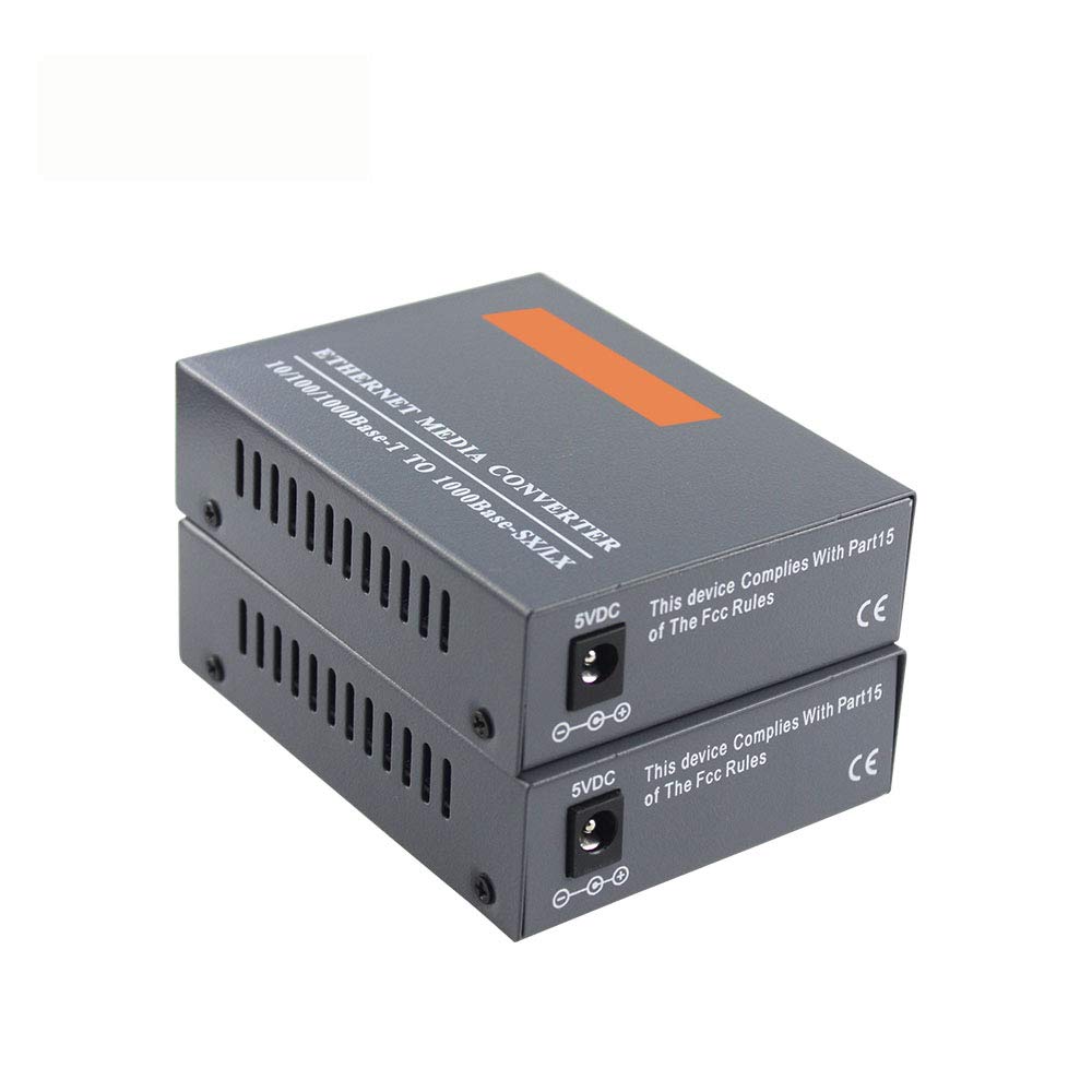 YVZOTCK 1 Pair Gigabit Fiber Media Converter Single Mode to RJ45 Fiber Media Converter SC 10/100/1000Mbps with Power Supply