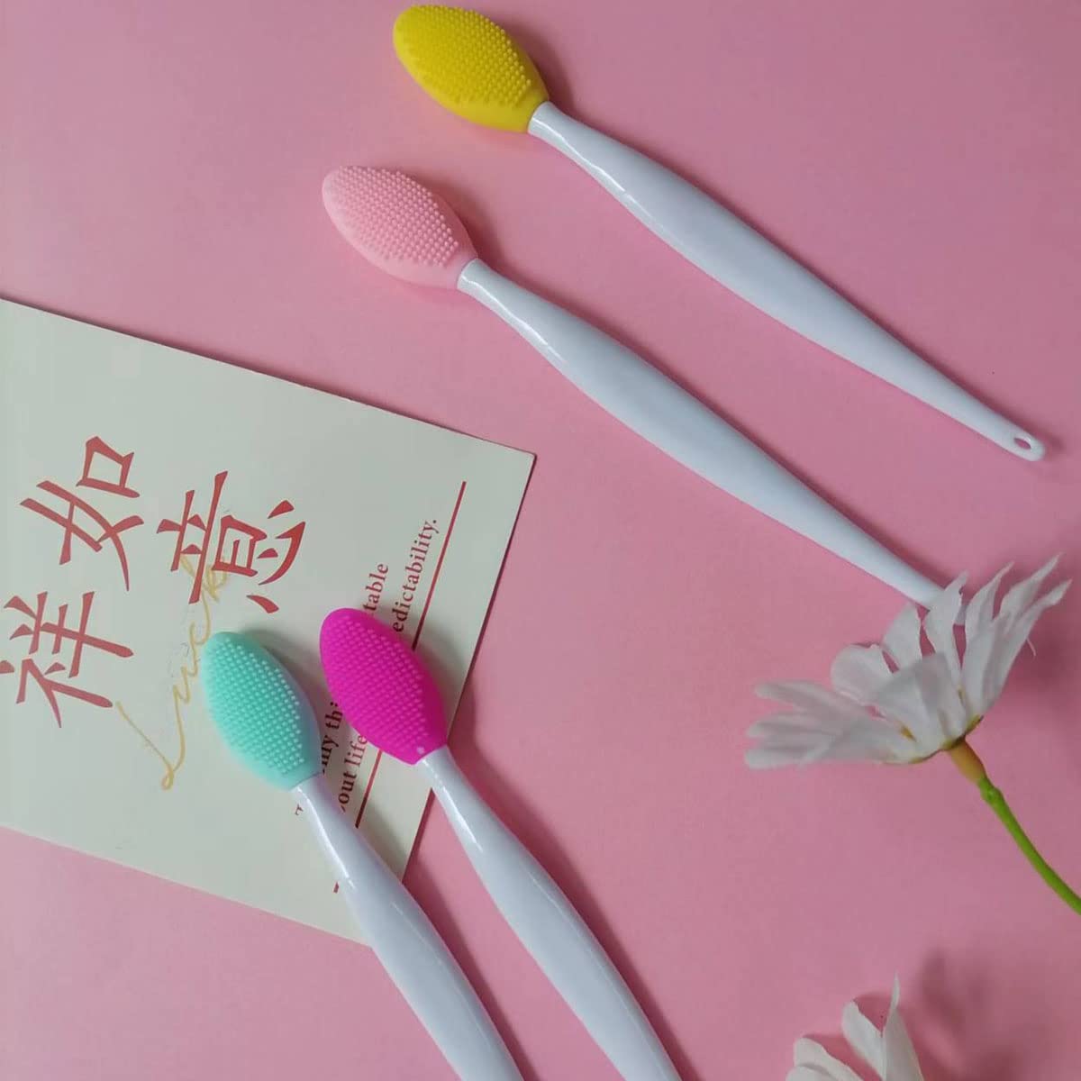 4 PCS Lip Scrub Brush,Double-Sided Silicone Exfoliating Lip Brush Exfoliating Brush for Men Wome Double-sided Soft Lip Brush for Smoother and Fuller Lip Appearance