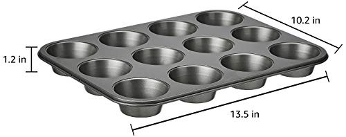 Amazon Basics Nonstick Baking Bread Loaf Pan, 9.5 x 5 Inch, Set of 2 & Nonstick Muffin Baking Pan, 12 Cups - Set of 2