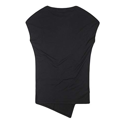 YOMXL Men Solid Color Irregular Hem Tops Athletic Sport Soft Tank Tops Casual T Shirt Tee Black