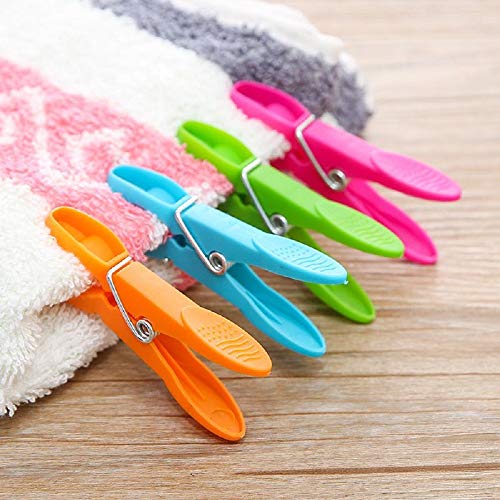 24pcs Assorted Color Large Plastic Clothespins Windproof Hanger Clothes Peg Clip Pins Drying Line Pegs, Air-Drying Clothing Pin Set Utility Clip
