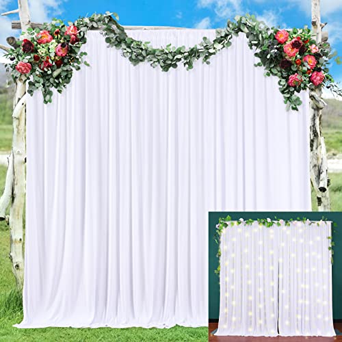 10ft x 10ft White Backdrop Curtains Panels for Party Wrinkle Free Fabric Backdrop Drapes Decorations Cloth for Wedding Baby Shower Photography Engagement Bridal Shower Gender Reveal Background Curtain