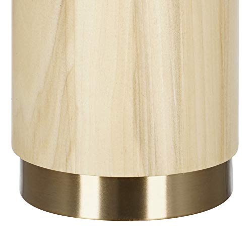 Amazon Brand β Rivet Scandinavian Style Wood Table Lamp with Metal Base, LED Bulb and Shade Included, 17.5"H, Blonde / Satin Brass