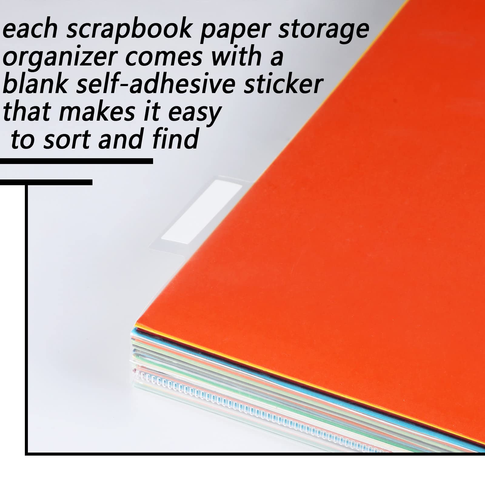 12 x 12 Scrapbook Paper Storage Organizer Clear Top Loading Files Plastic Paper Holder with Customizable Tabs for Holding Paper Photos Vinyl Paper Scrapbook Paper (40 Set)