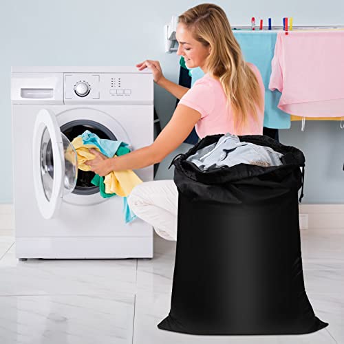 2 Pack Laundry Bags Extra Large Heavy Duty, YOGINGO 28 '' × 45'' Drawstring Nylon Laundry Bag, Durable and Tear Resistant Fabric, Large Capacity, Ideal for Camp, Travel, Laundromat or College Dorm(Black)