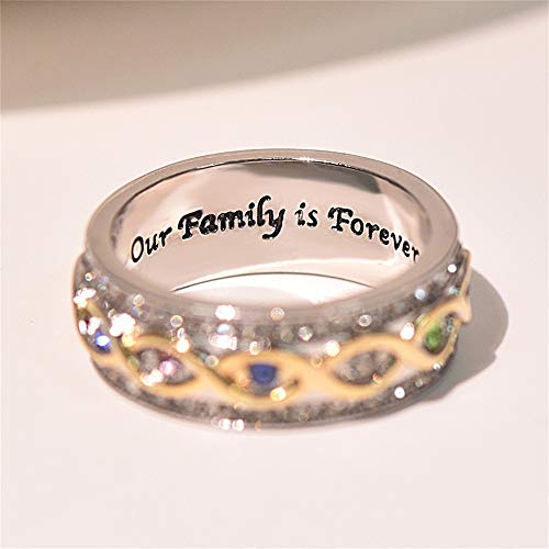 Fashion 18k Gold Ruby Sapphire Ring 925 Sterling Silver Shiny Full Diamond Ring Cubic Zirconia Promise Rings CZ Diamond Multi Row Ring Eternity Engagement Wedding Band Ring for women (US Code 8)
