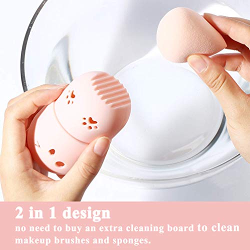 2 PCS Beauty Sponge Blender Container, TEOYALL Makeup Blender Sponge Holder Washable Reusable Protective Carrying Case (Pink/Blue)