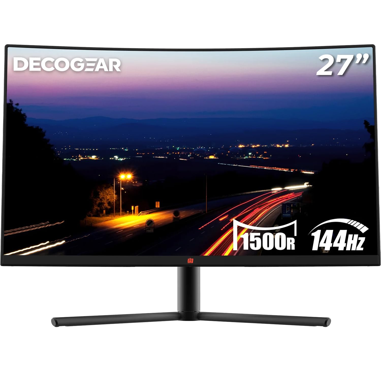Deco Gear 27-Inch 2560x1440 HDR 400 Color Accurate Curved Gaming Monitor, VA Panel, 16:9 Aspect Ratio, 3000:1 Contrast Ratio, 99% sRGB, 85% NTSC, 90% DCI-P3, 83% Adobe RGB, 144Hz Refresh Rate