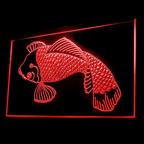 100043 Koi Japanese Fish Traditional Tattoo Shop Studio Home Decor Display LED Light Neon Sign (12" X 8", Red)