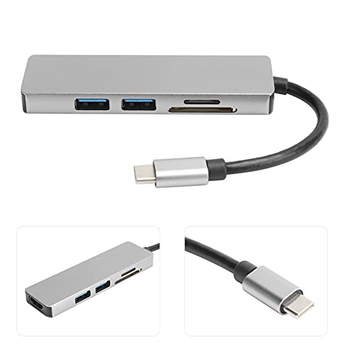 5 in 1 TypeC to Multi Interface Hub,TypeC 5.0GBS Docking Station TypeC to HD Multimedia Interface/Storage Card/USB Adapter with 4K Connection