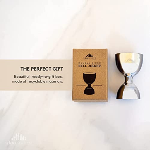 A Bar Above Premium Bell Jigger with 10 Measurements Inside - Professional & Heavy-Duty 304 Stainless Steel Cocktail Double Jigger for Bartending - Bar Tools For Measuring Cocktail Shots 1oz / 2oz