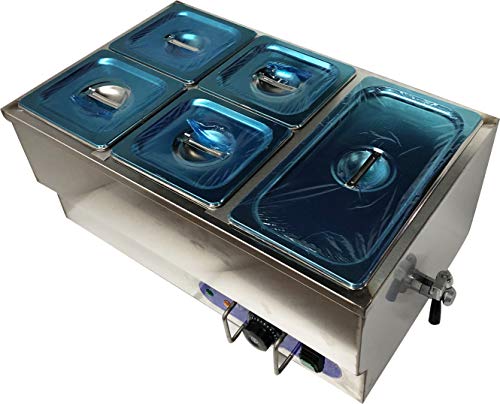 INTBUYING 5 Pan Food Warmer Steam Table Countertop Steamer Kitchen Supply