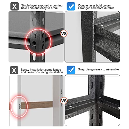 5 Tier Garage Shelving, Storage Shelves Heavy Duty Shelving, Adjustable Metal Shelf Rack and Shelf Units, Garage Shelving Heavy Duty Warehouse Industrial Shelving, 31.5" W X 15.7" D X 63" H