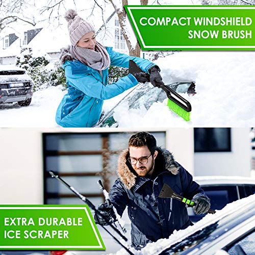 ALMA Snow Brush for Car with Ice Scraper - SOFT FOAM GRIP - Perfect Broom Snow Removal for Cars Window - Scratch Free Snow Scraper for Car - Ice Scrapers for Car Windshield ONE SOLID PIECE No Assembly
