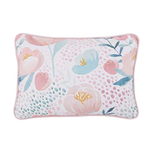NoJo Watercolor Blossoms Pink, Teal, Gold and White Floral 8 Piece Crib Bedding Set