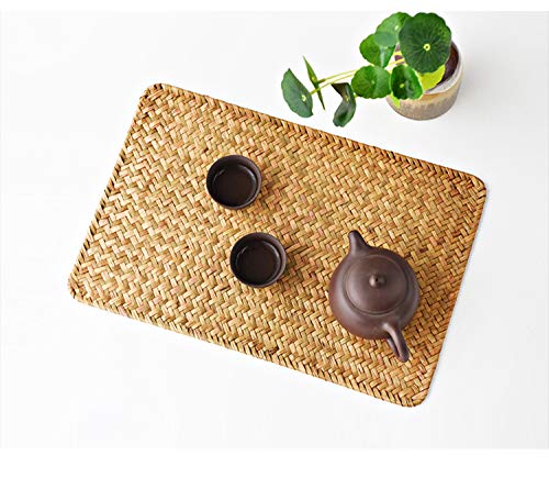 6 Pack Rectangular Woven Placemats, Rattan Wicker Table Mats, 17" x 12", Natural Seagrass Place Mats for Dining Table