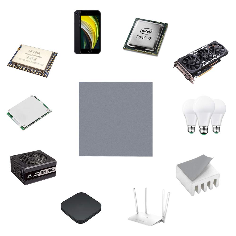 12W/mK Thermal Pad, 100x100x1mm Non Conductive Lnsulated Heat Resistant High Temperature Resistant Silicone Thermal Pads for Mining Motherboard Laptop Heatsink CPU GPU LED SSD IC SMD Cooler