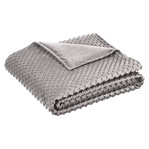 Amazon Basics Weighted Blanket with Minky Duvet Cover - 12 Pound, 48 x 72-Inch, Dark Grey/Grey