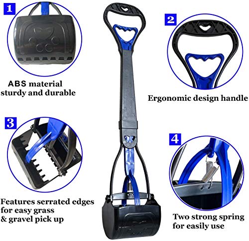 28"Large Pooper Scooper for Dogs Heavy Duty,Dog Poop Scooper for Grass,Durable Long Handled Dog Poop Pick Up Tool